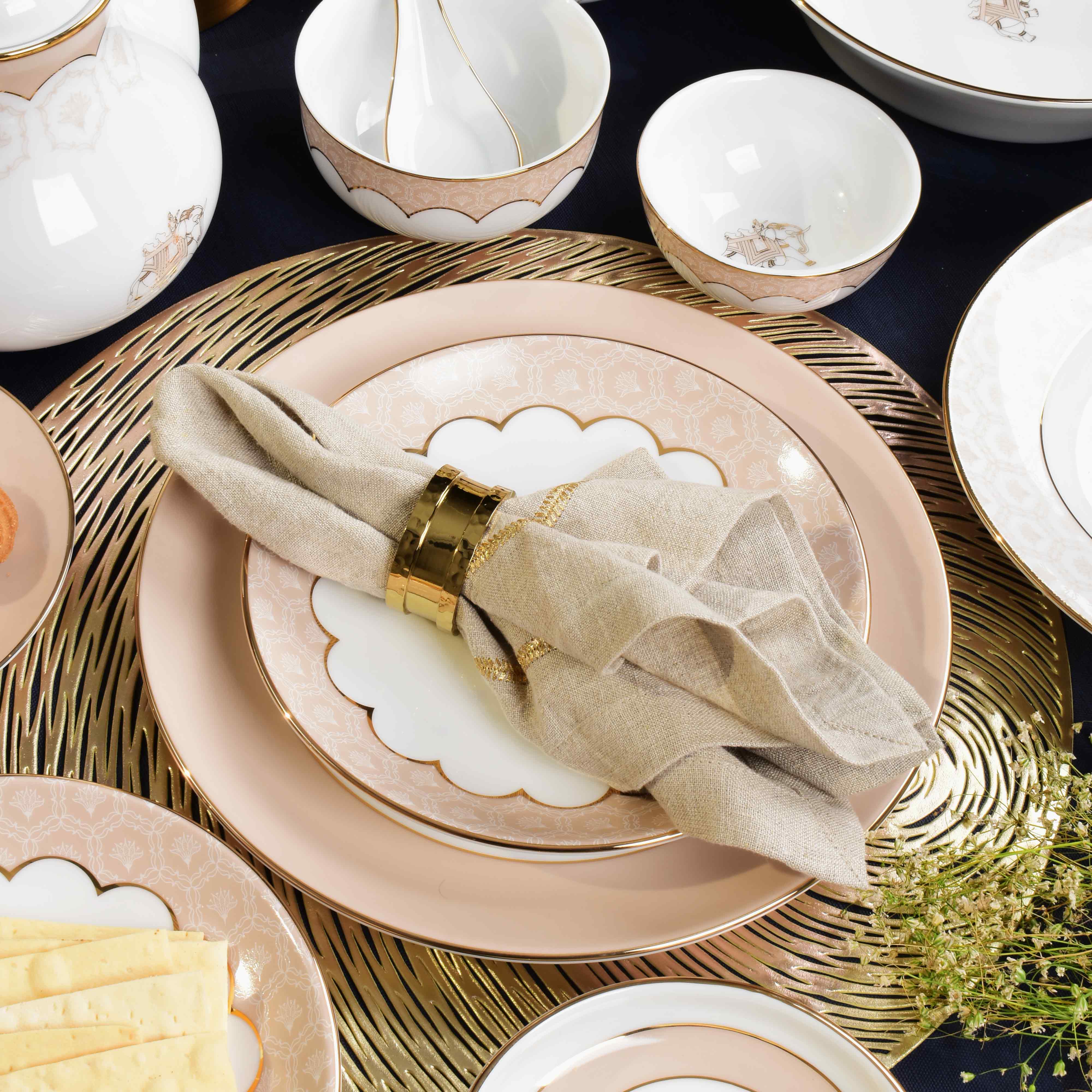 Porcelain Dinner Set 33 Pc | Peach Legacy | Ichkan – ICHKAN