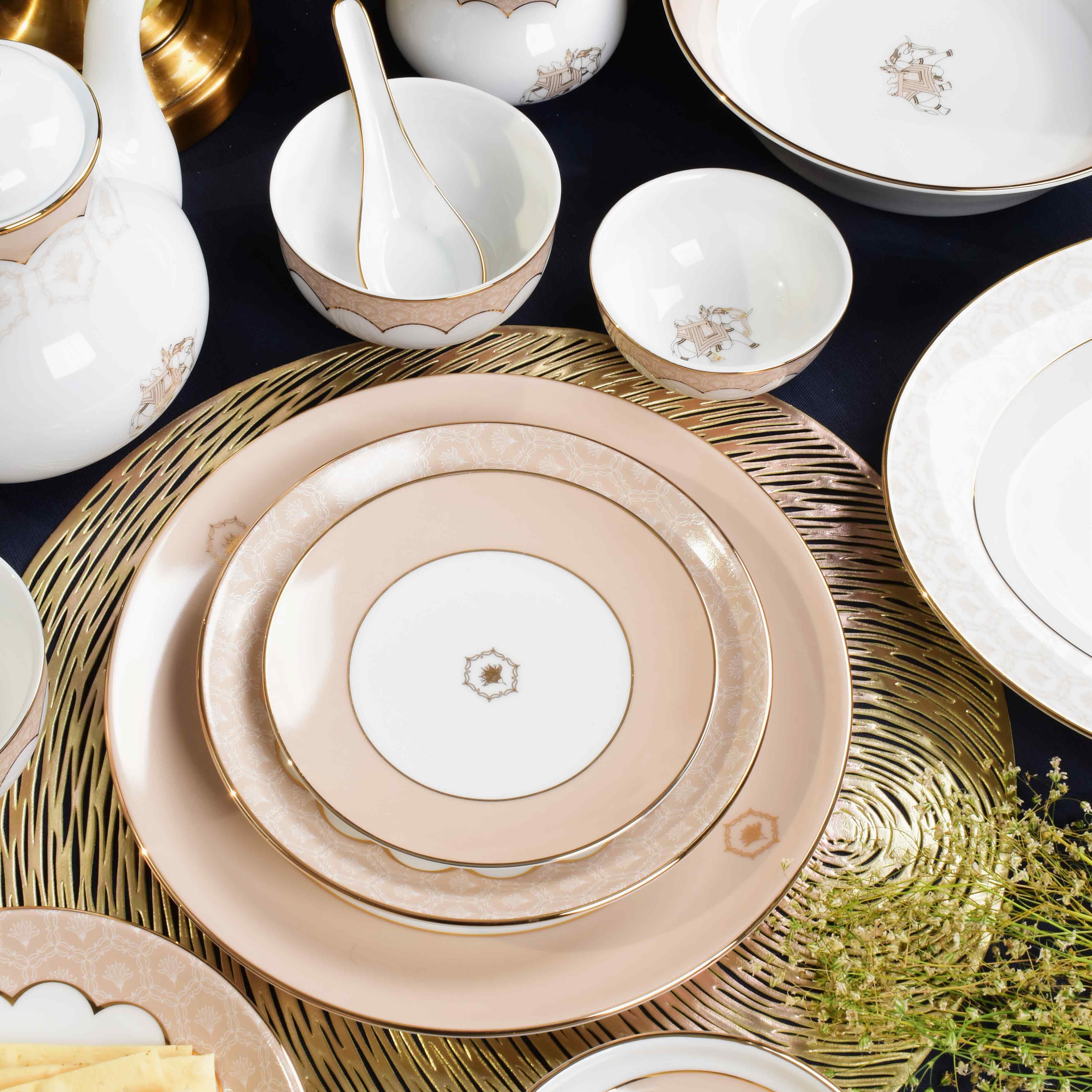 Porcelain Dinner Set 33 Pc | Peach Legacy | Ichkan – ICHKAN